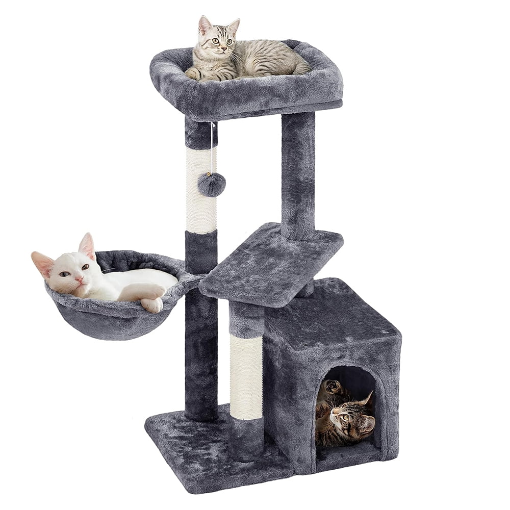 Freestanding Cat Tree, 34in Cat Tower, Multi-Level Cat Condo with Extra ...