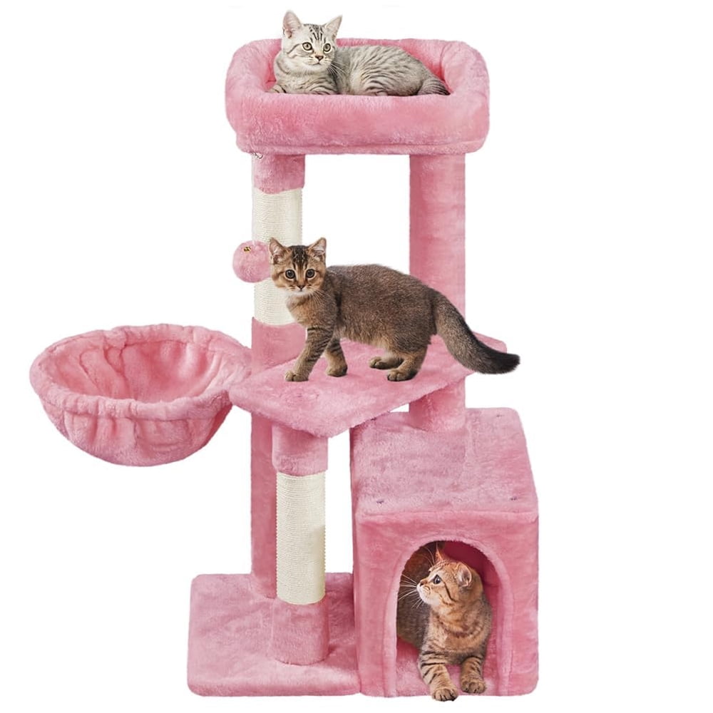 Freestanding Cat Tree, All-In-One Cat Tower, Multi-Level Cat Condo with ...