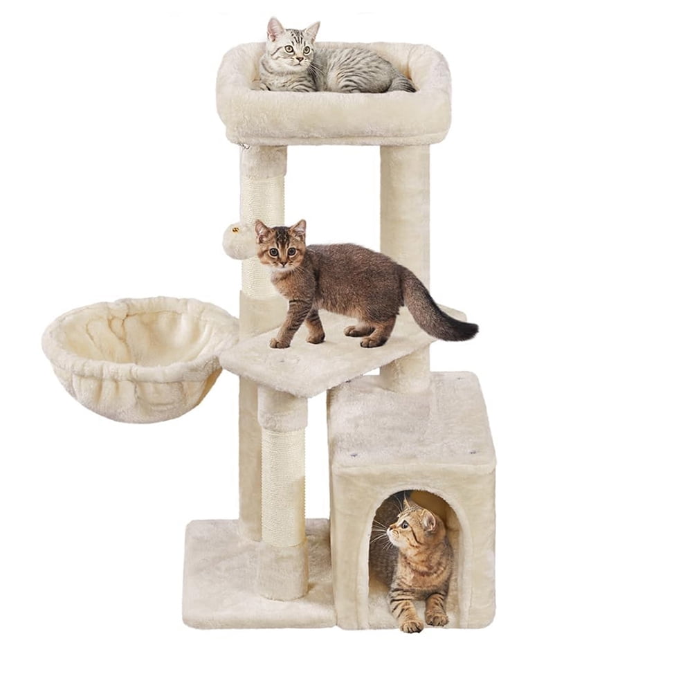 Cat Tree 34in Cat Tower, Multi-Level Cat Condo with Extra Scratch ...