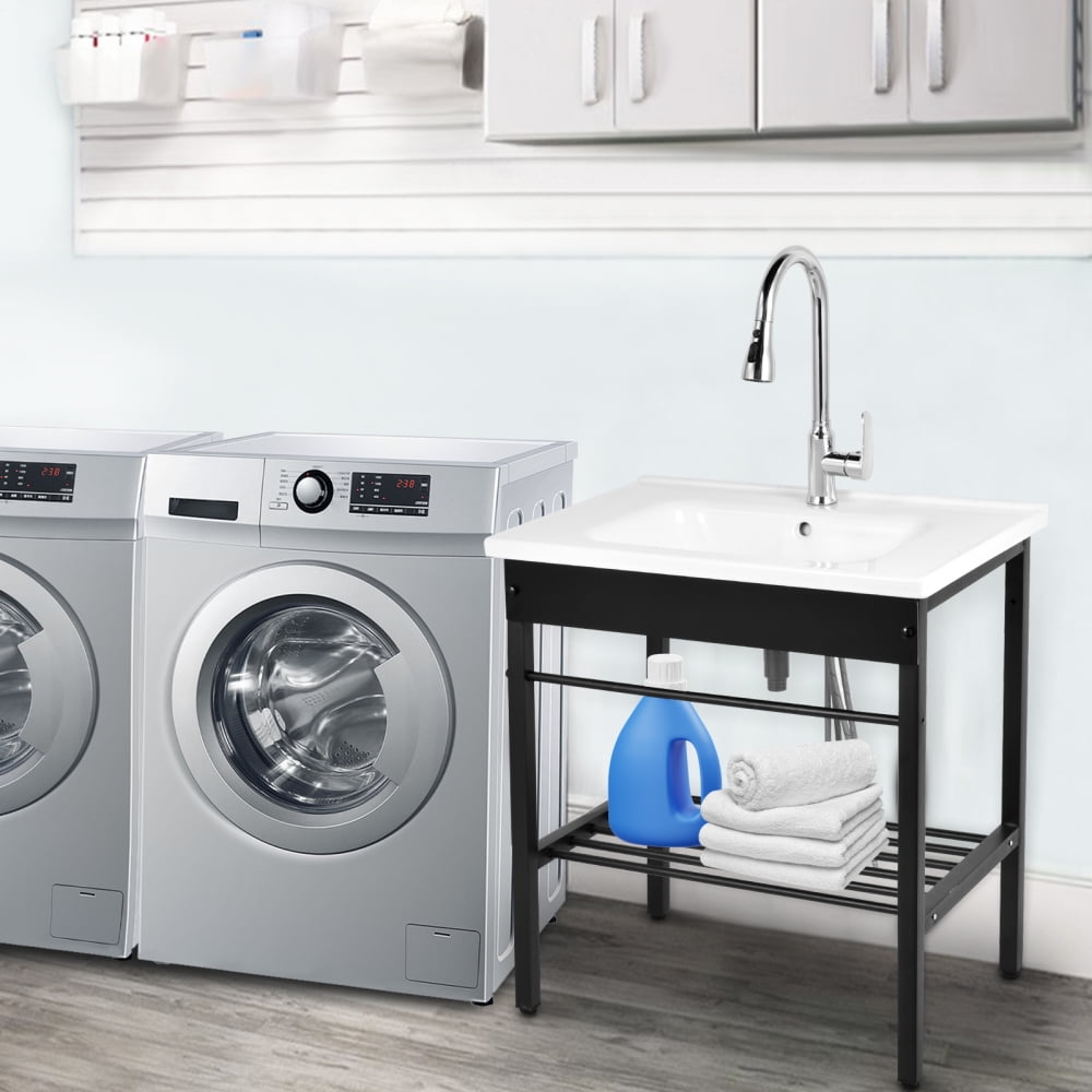 Freestanding Ceramic Utility Sink, 28 Inch Porcelain Design for Indoor ...