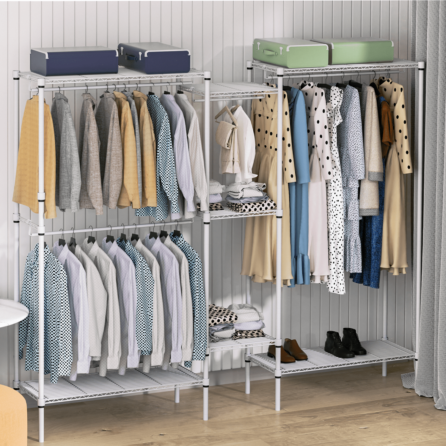 Freestanding Closet Organizer, 4 Hanging Rod Clothes Garment Racks with ...