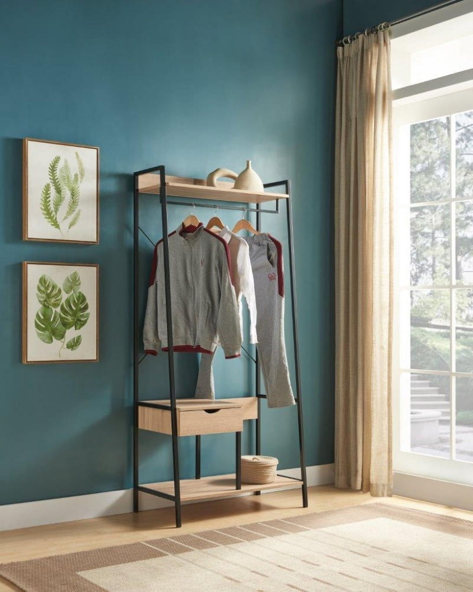 Freestanding Closet Organizer with Hanging Clothes Rod, Metal Garment ...