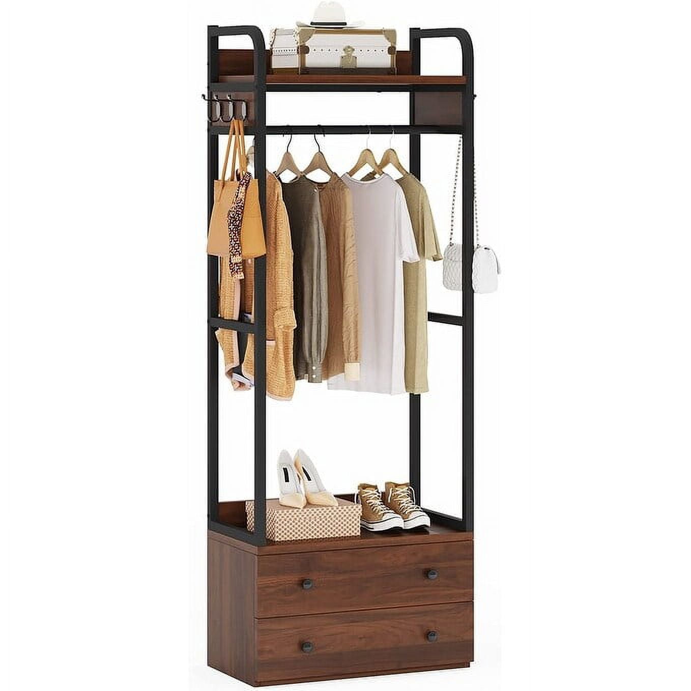 Freestanding Closet Organizer Small Clothes Rack Coat Rack with Drawers ...