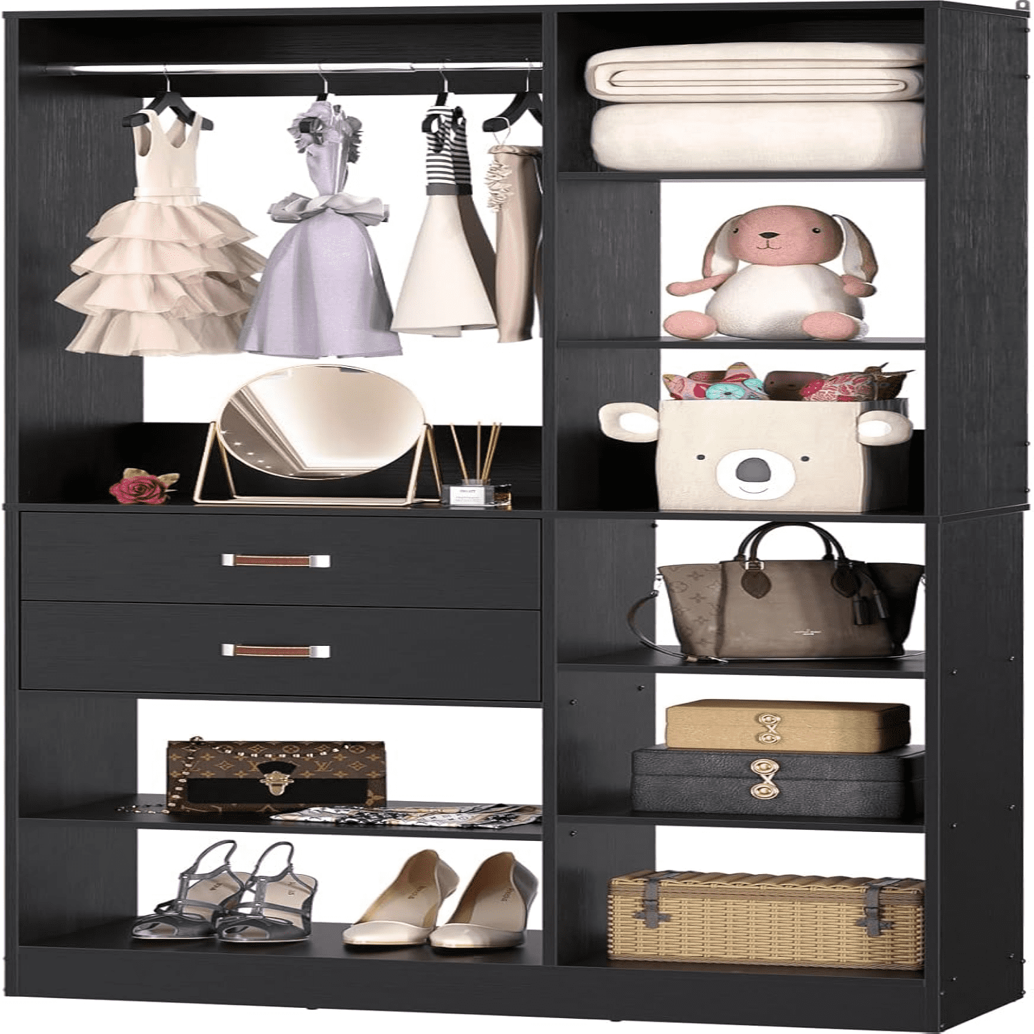 Freestanding Closet System 40 Inches Stand-alone Wardrobe with 10 Shelves 80'' Height Adjustable ...