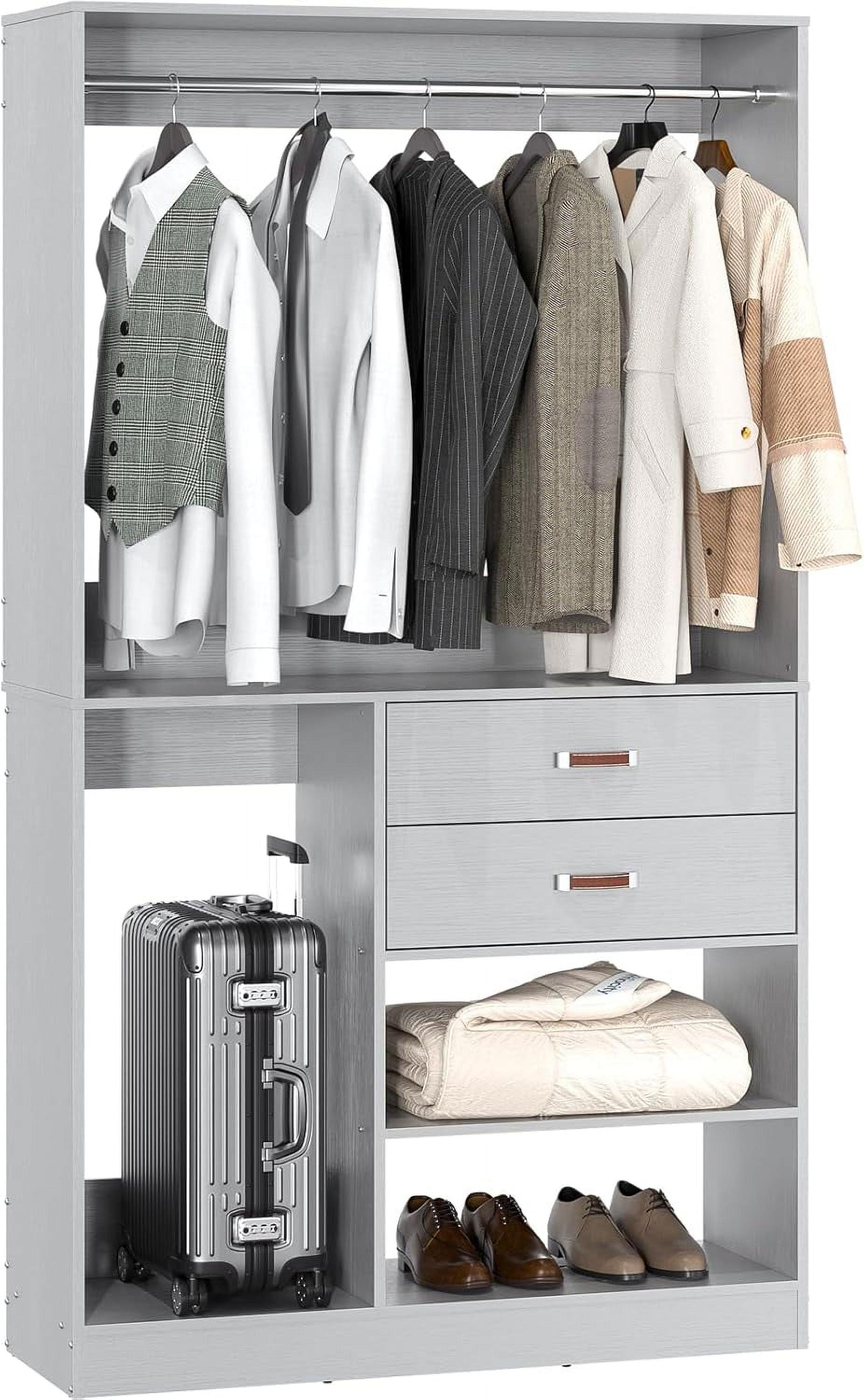 Freestanding Closet System with Suitcase Storage, 40 Inches Stand-alone ...
