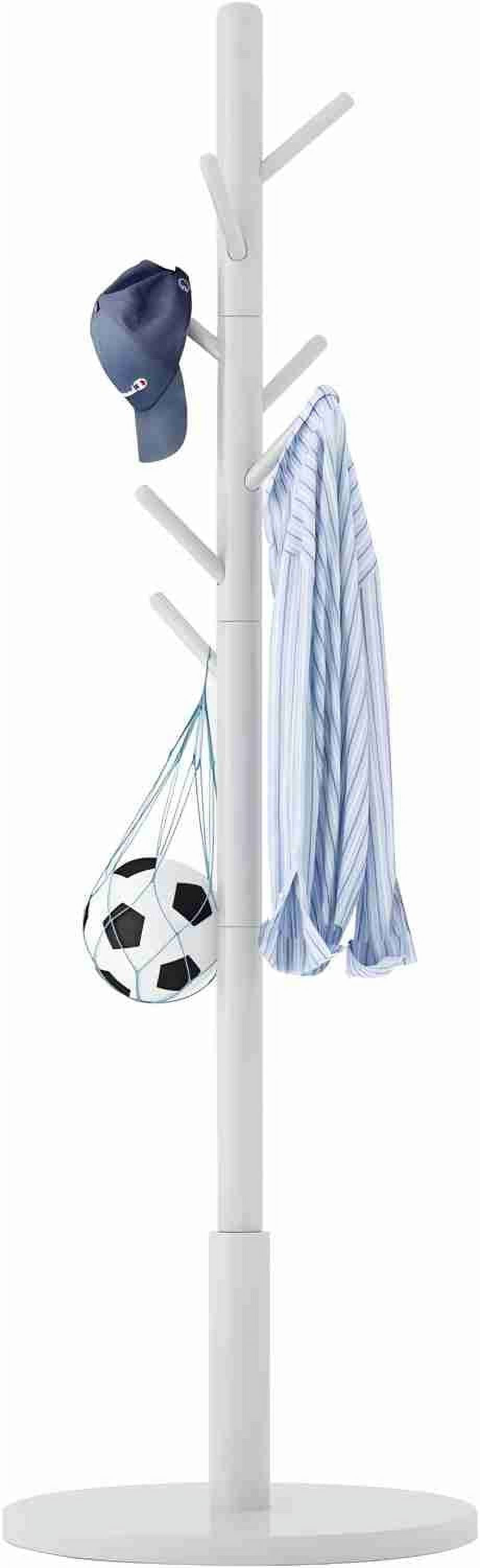 Freestanding Clothes Rack, White Clothes Rack with 8 Hooks and 3 Height ...