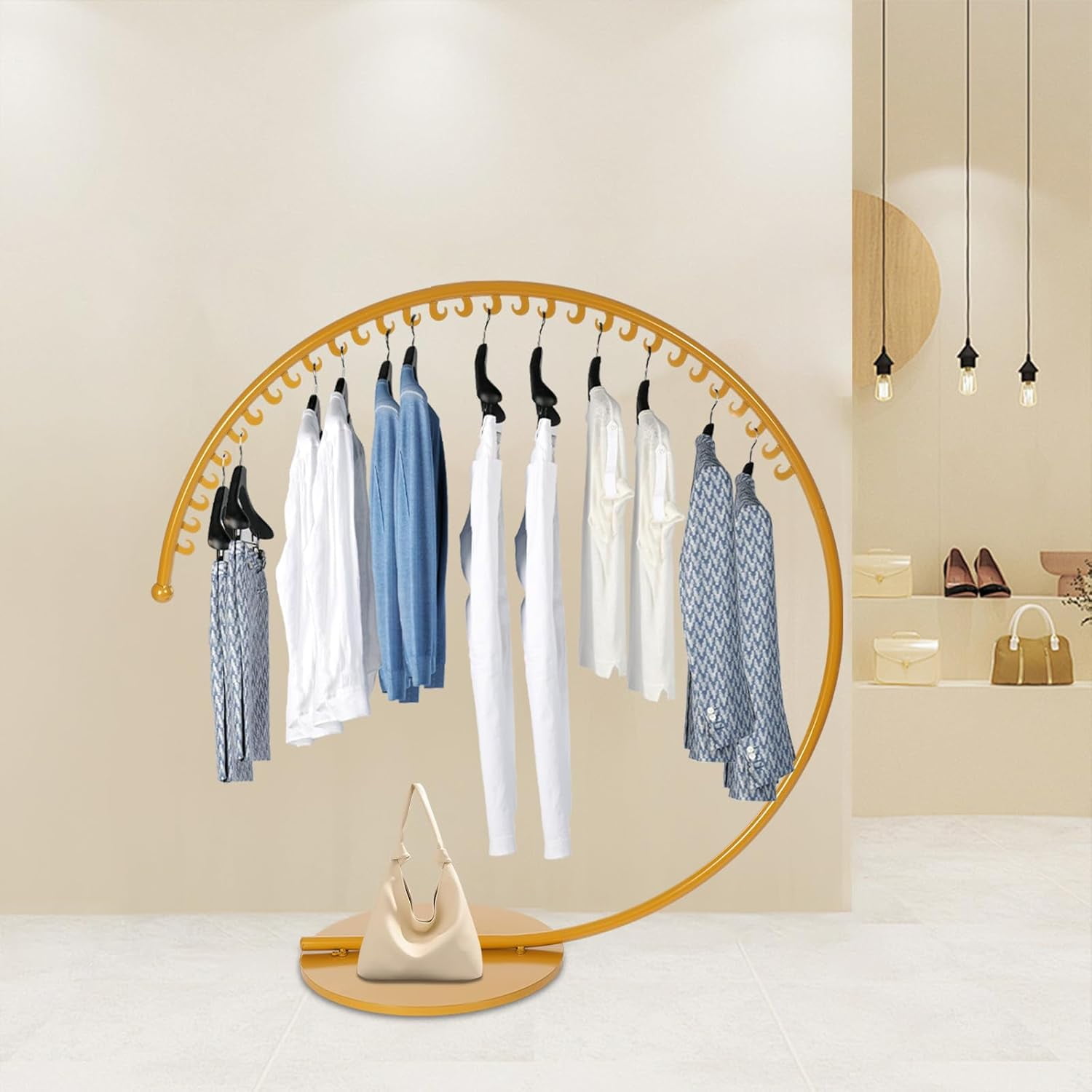Freestanding Clothing Rack Heavy Duty Clothes Display Rack with 30 Rods ...