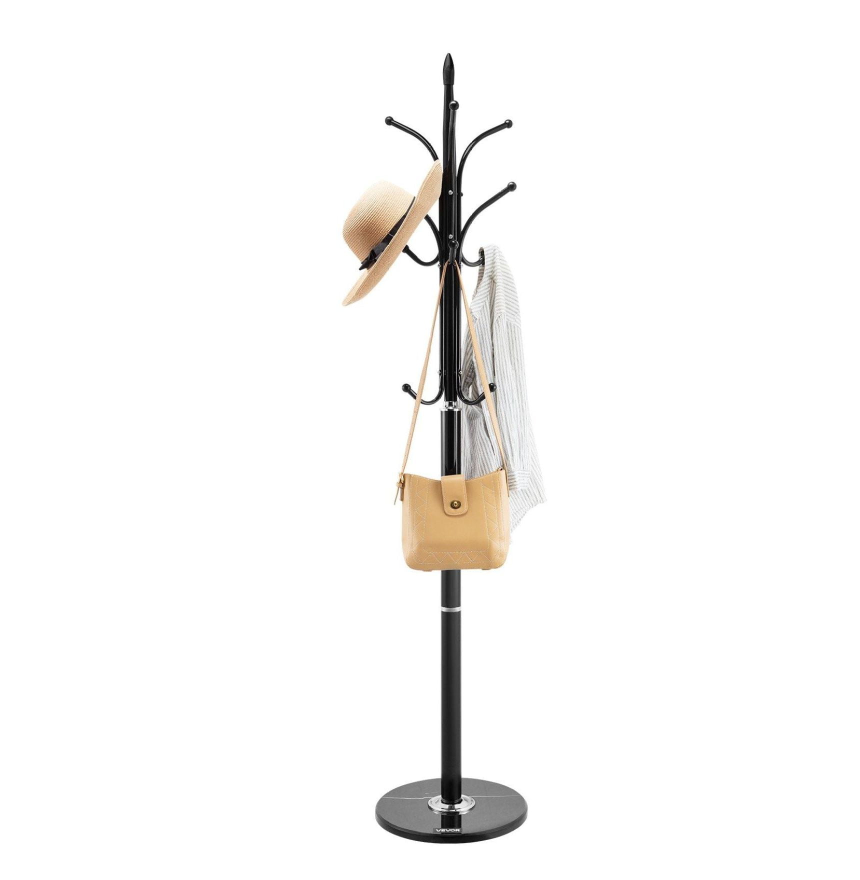 Freestanding Coat Rack - Coats Tree Stand with Marble Base & 6 Hooks ...