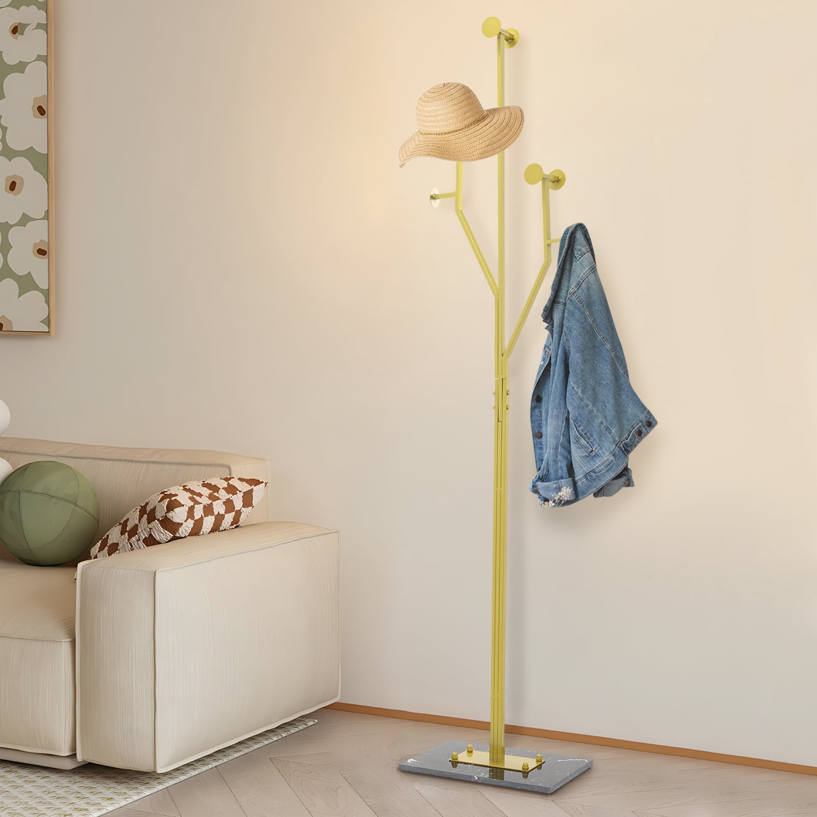 Freestanding Coat Tree, Heavy Duty Coat Rack, Marble Base Corner Coat ...
