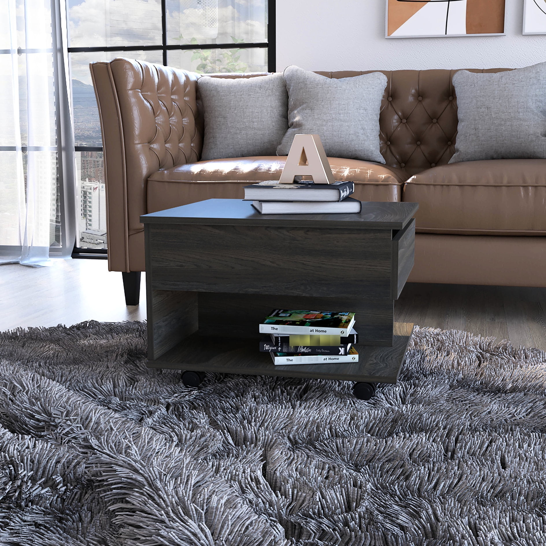 Freestanding Coffee Table | Lift Top Offers Wide Surface and Drawer ...