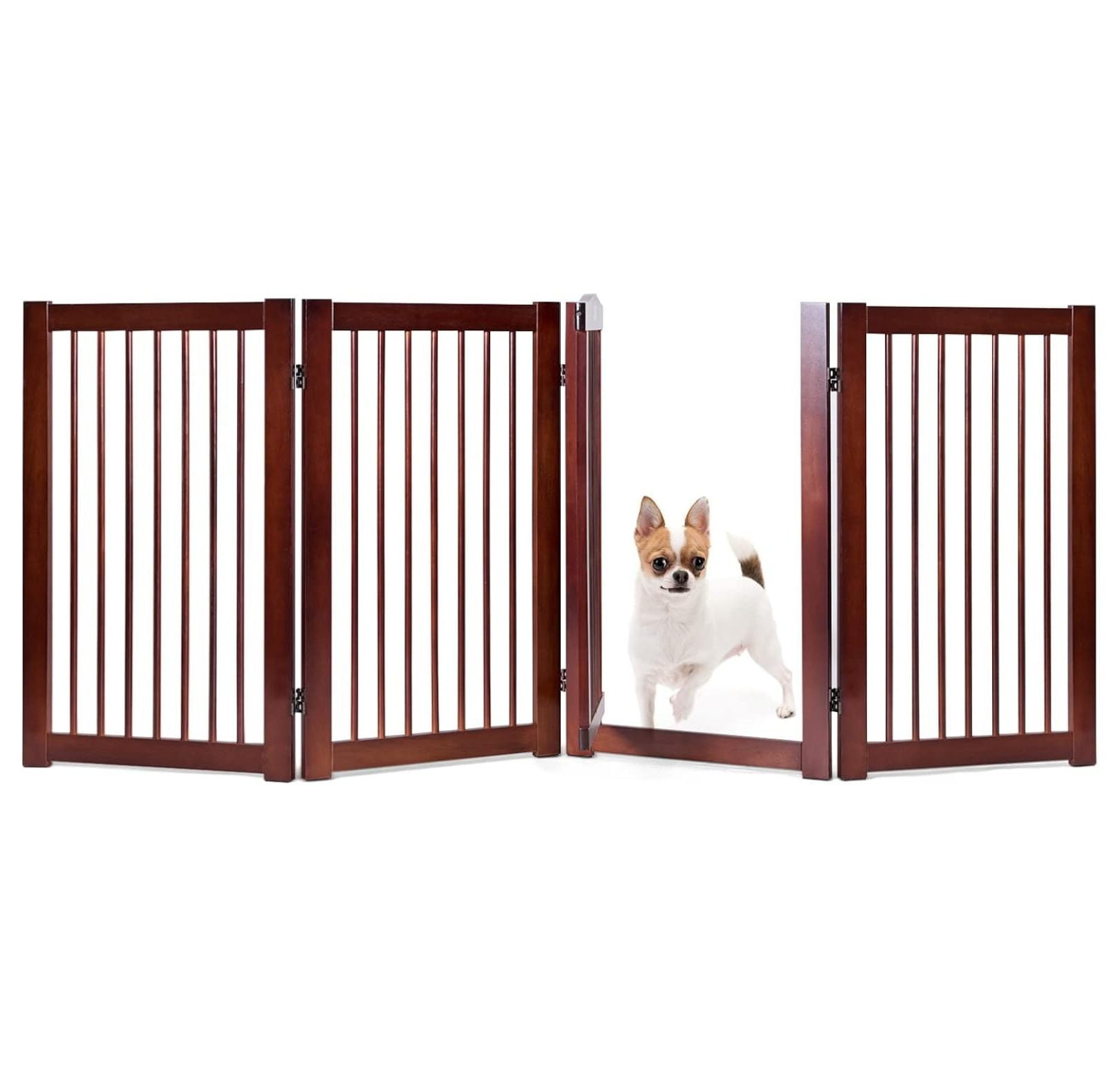 Freestanding Configurable Dog Gate with Walk Through Door, 4 Panel 88 ...