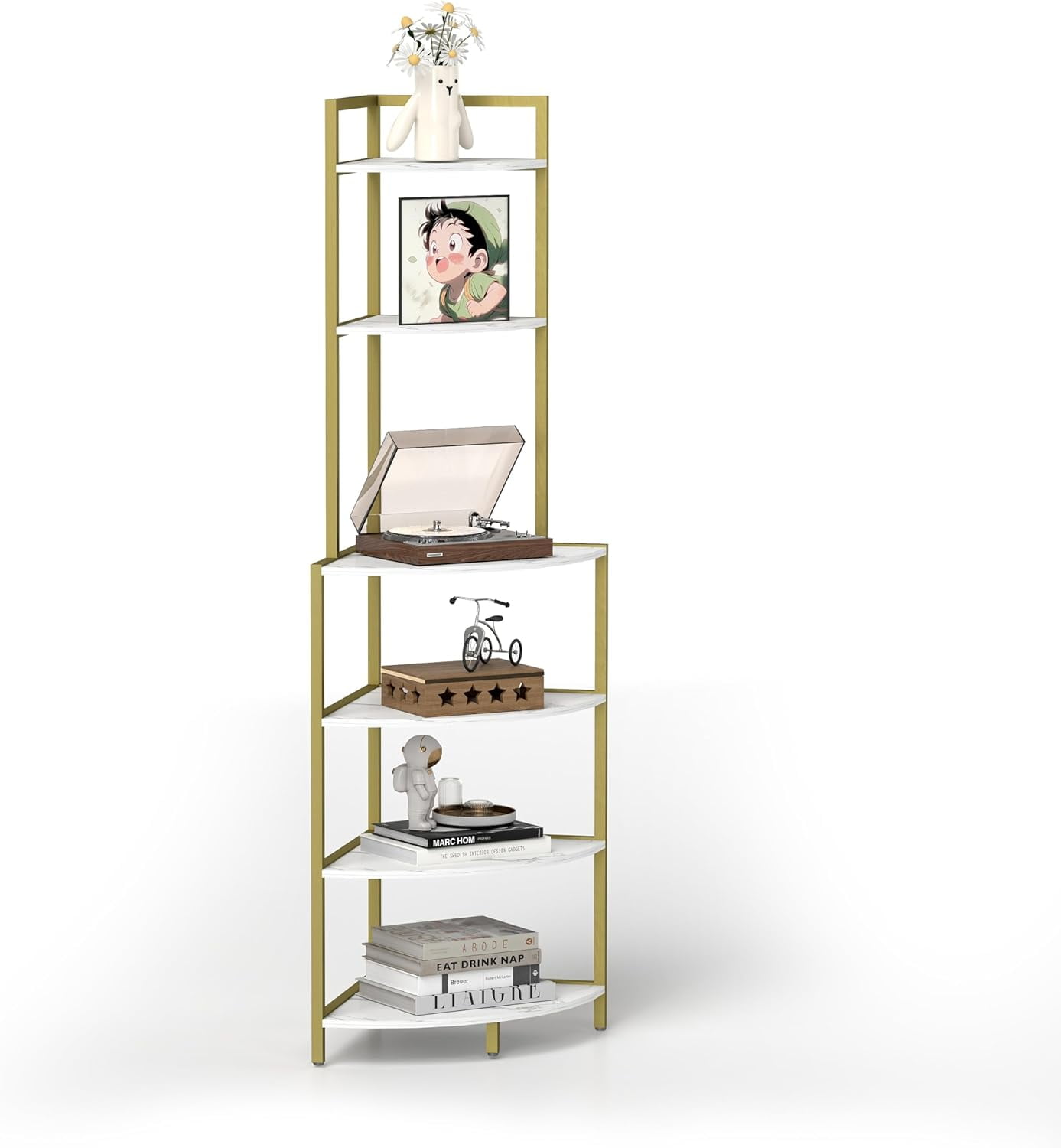 Freestanding Corner Shelf, Industrial Style Corner Bookcase, Metal ...