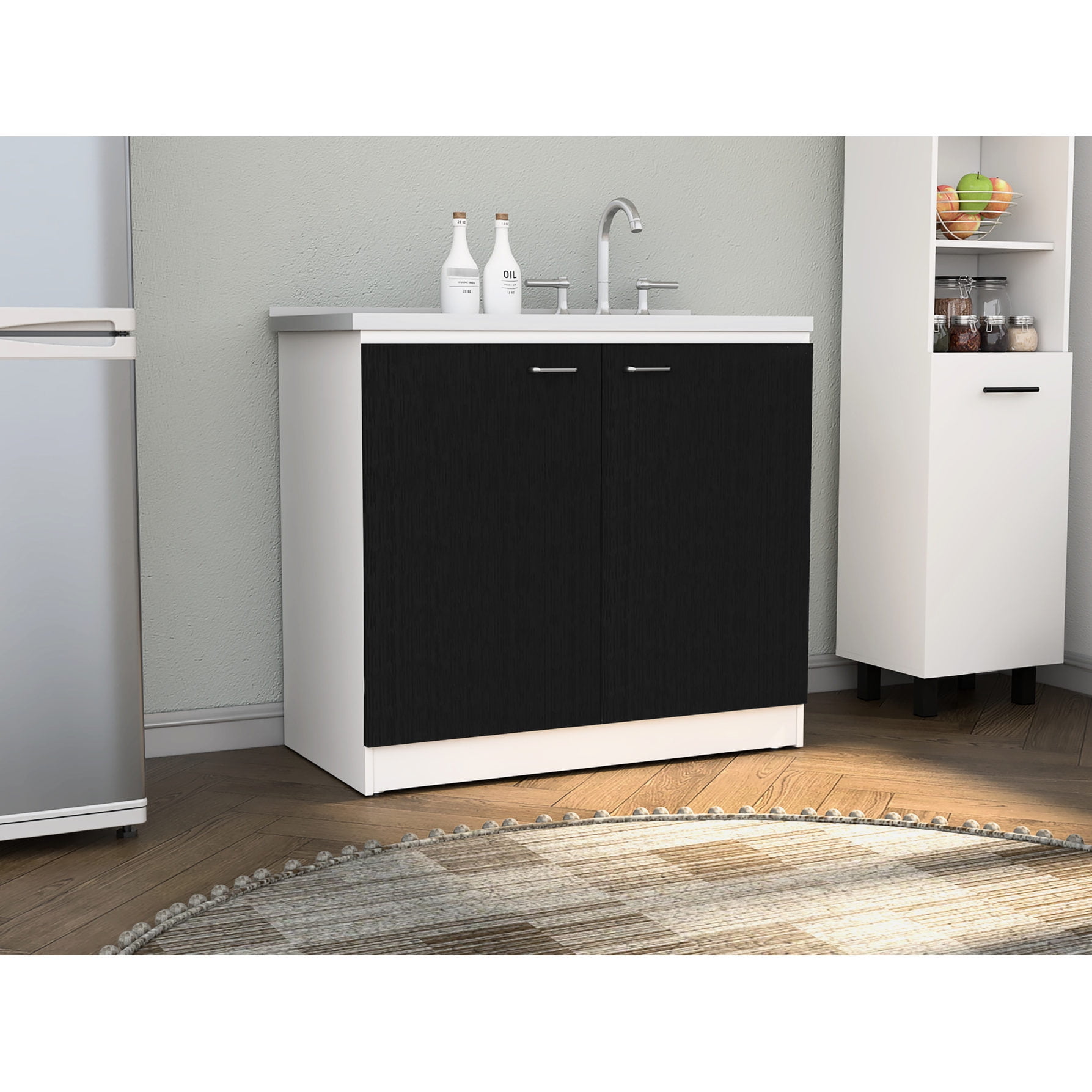 Freestanding Design, Particle Board | Kitchen Utility Sink Cabinet with ...