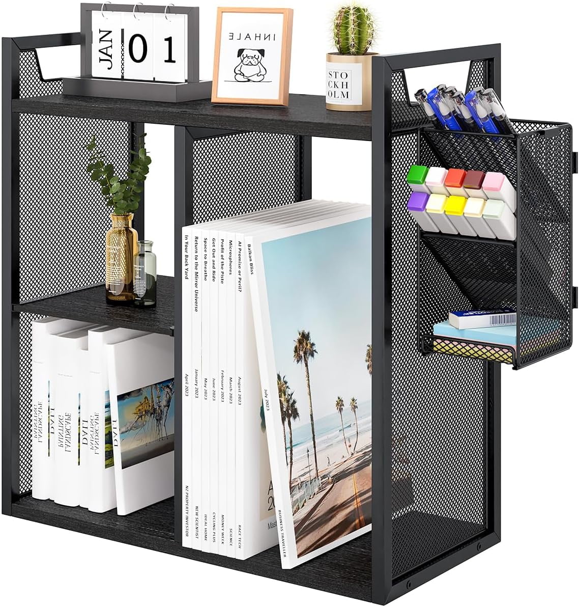 Freestanding Desktop Shelf with Pencil Holder, Office Supplies ...
