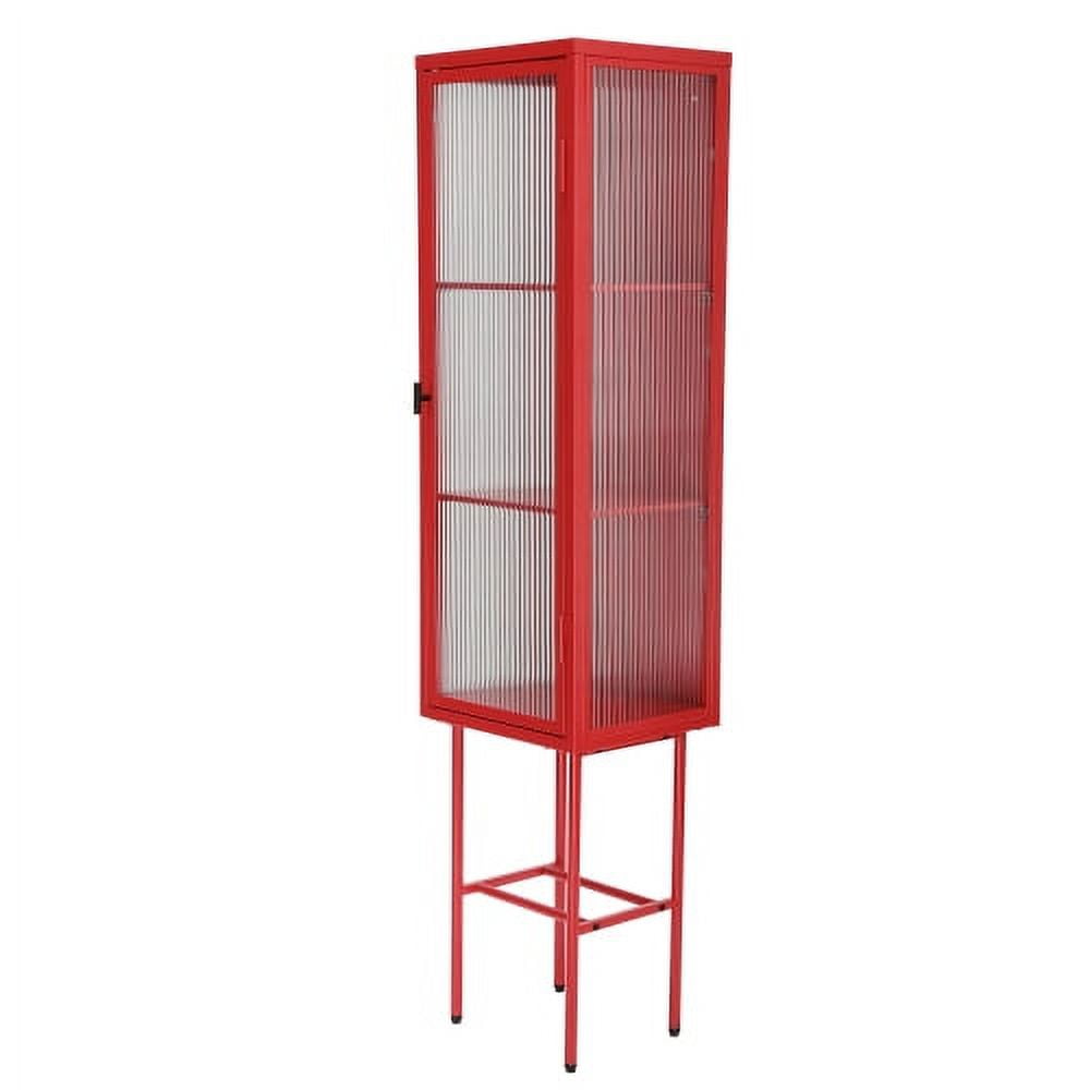 Freestanding Display Cabinet, Retro Style Metal Tall Storage Cupboard ...