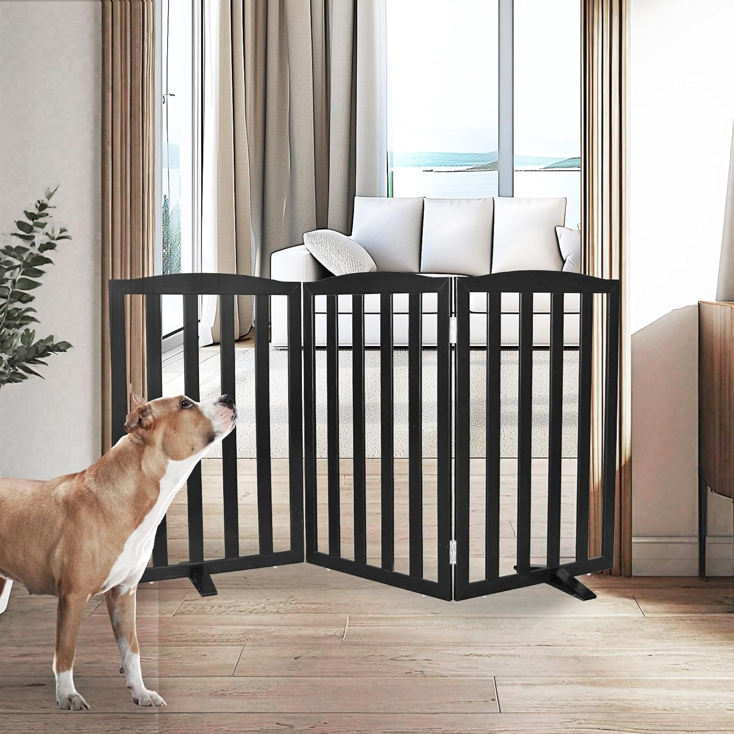 Freestanding Dog Gate Indoor,Doggie Gate Foldable Dog Gates for ...