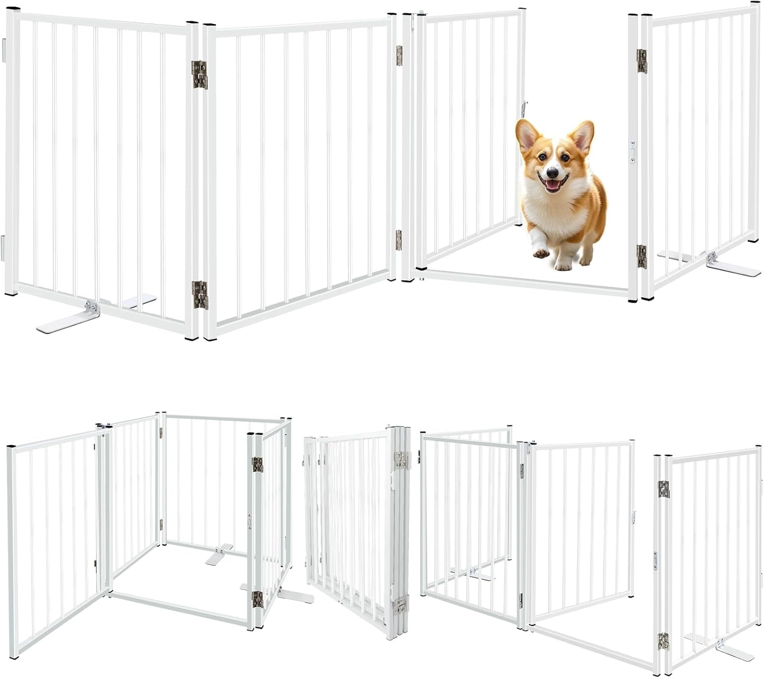 Freestanding Dog Gate Pet Gates Puppy Gate 23.6 Inches Height Step Over ...