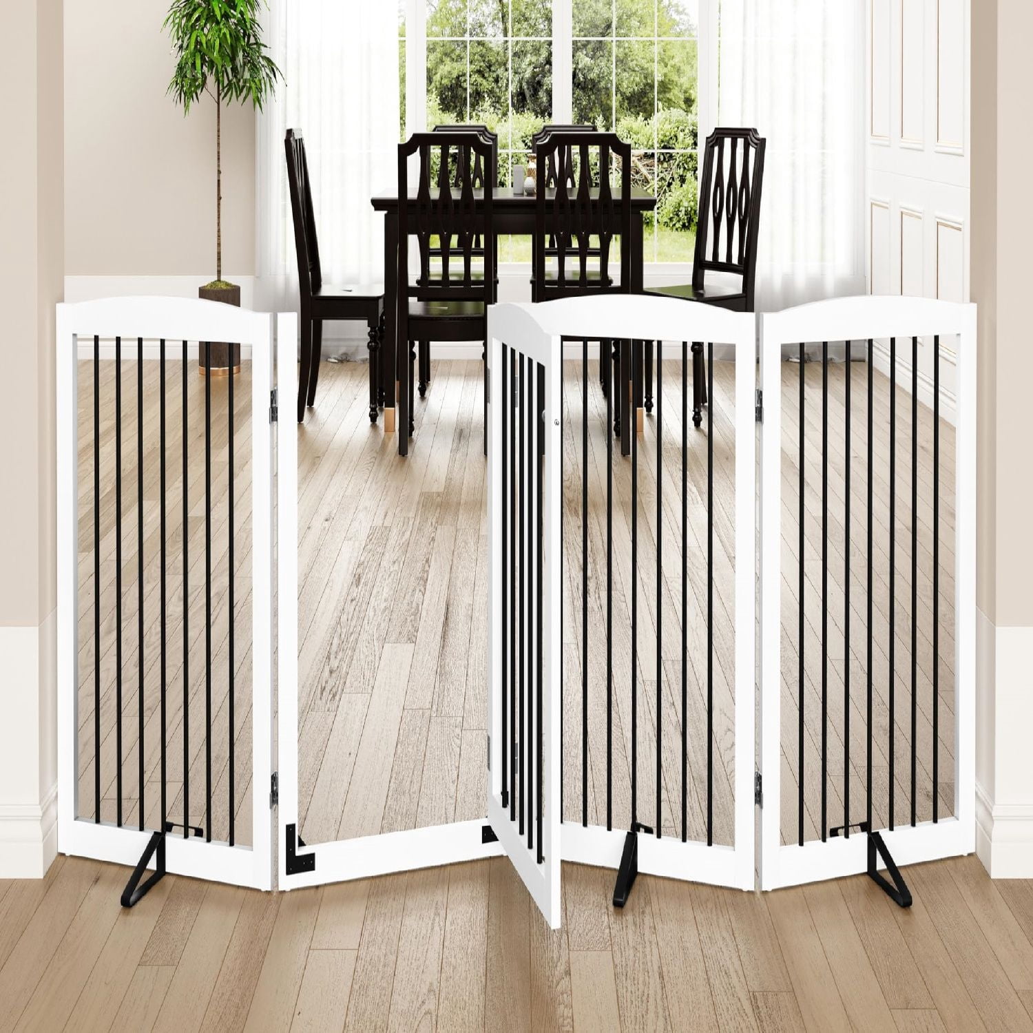 Freestanding Dog Gates with Door Walk Through, Dog Gate for Stairs, 80 ...