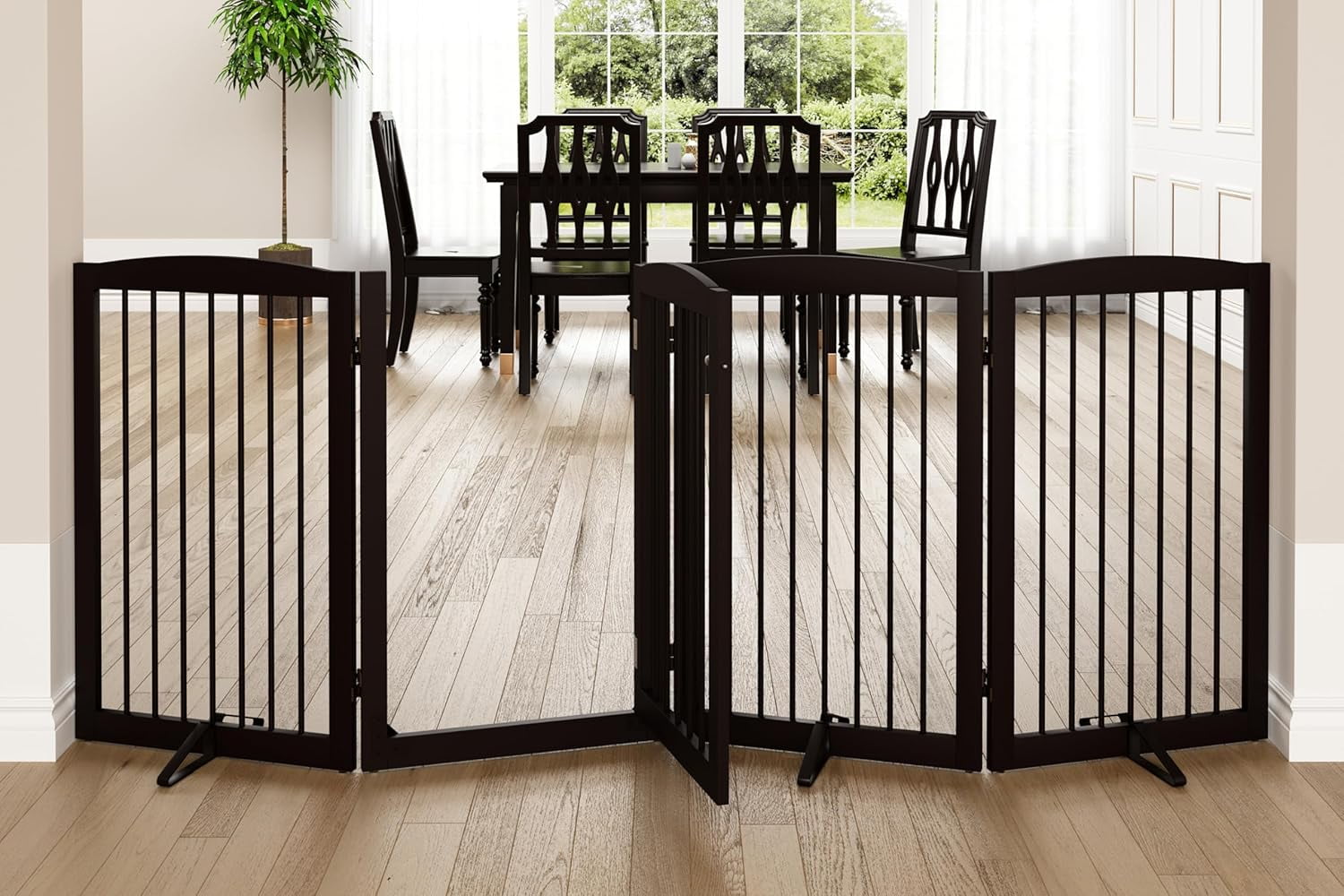 Freestanding Dog Gates with Door Walk Through, 80 inch Wide Gates ...