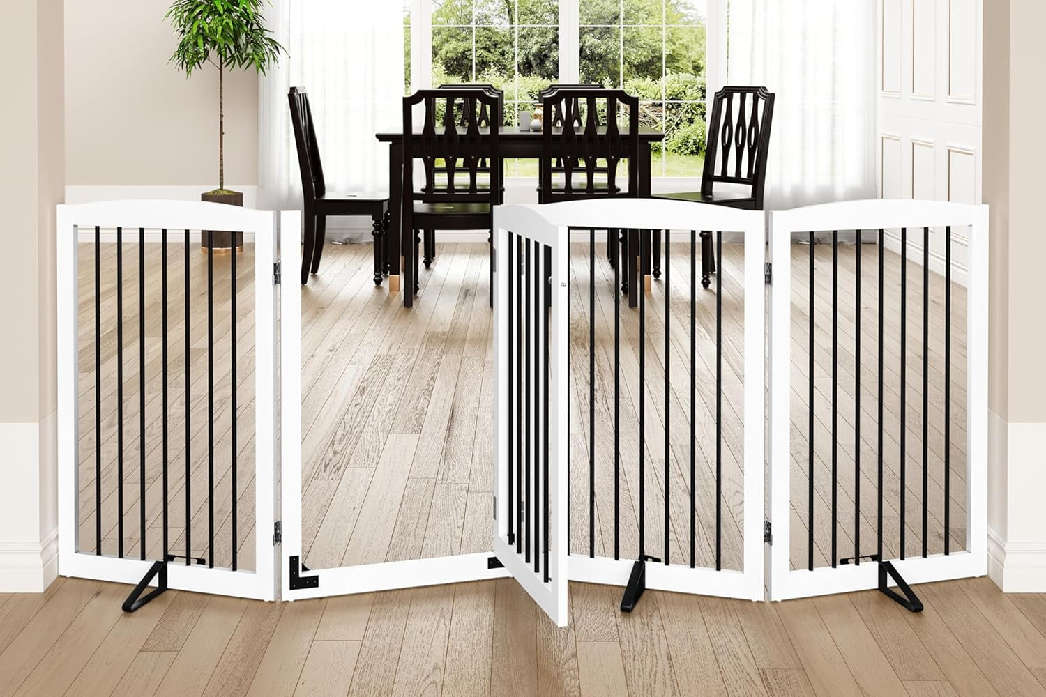 Freestanding Dog Gates with Door Walk Through, 80 inch Wide Gates ...
