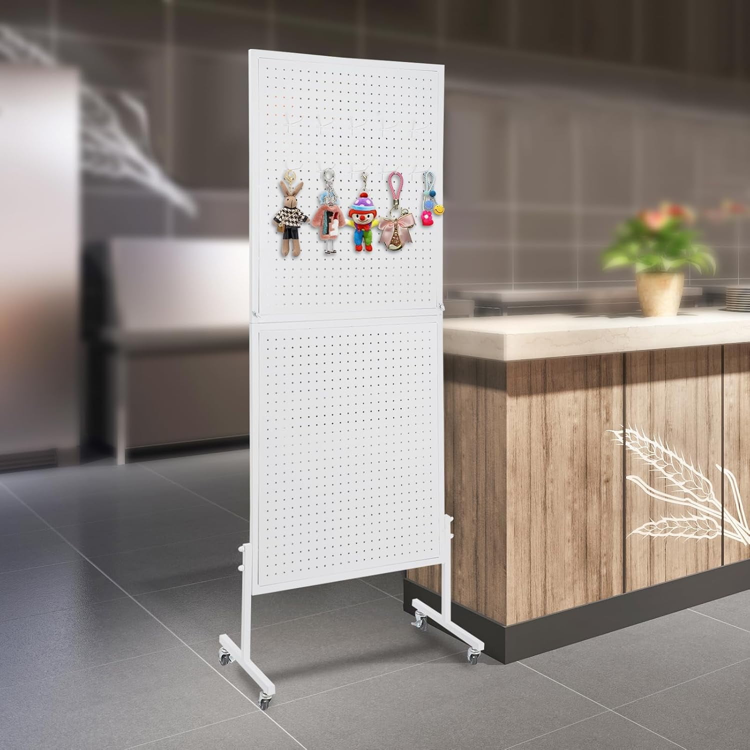 Freestanding Double Pegboard Panels Tower with T-Base, Retail Display ...