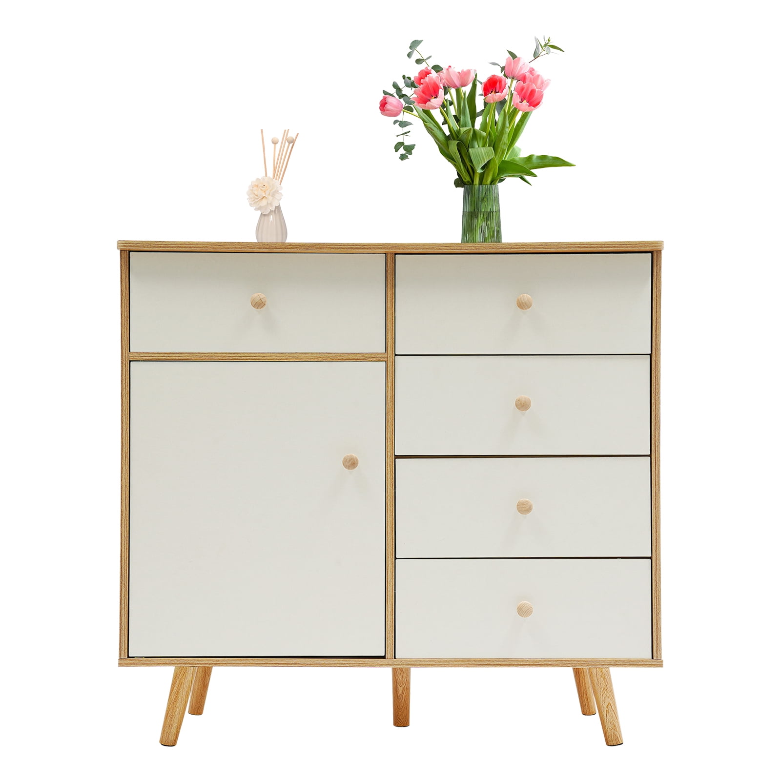 Freestanding Drawer Cabinet, Living Room Storage Cabinet+5 Drawers 80* ...