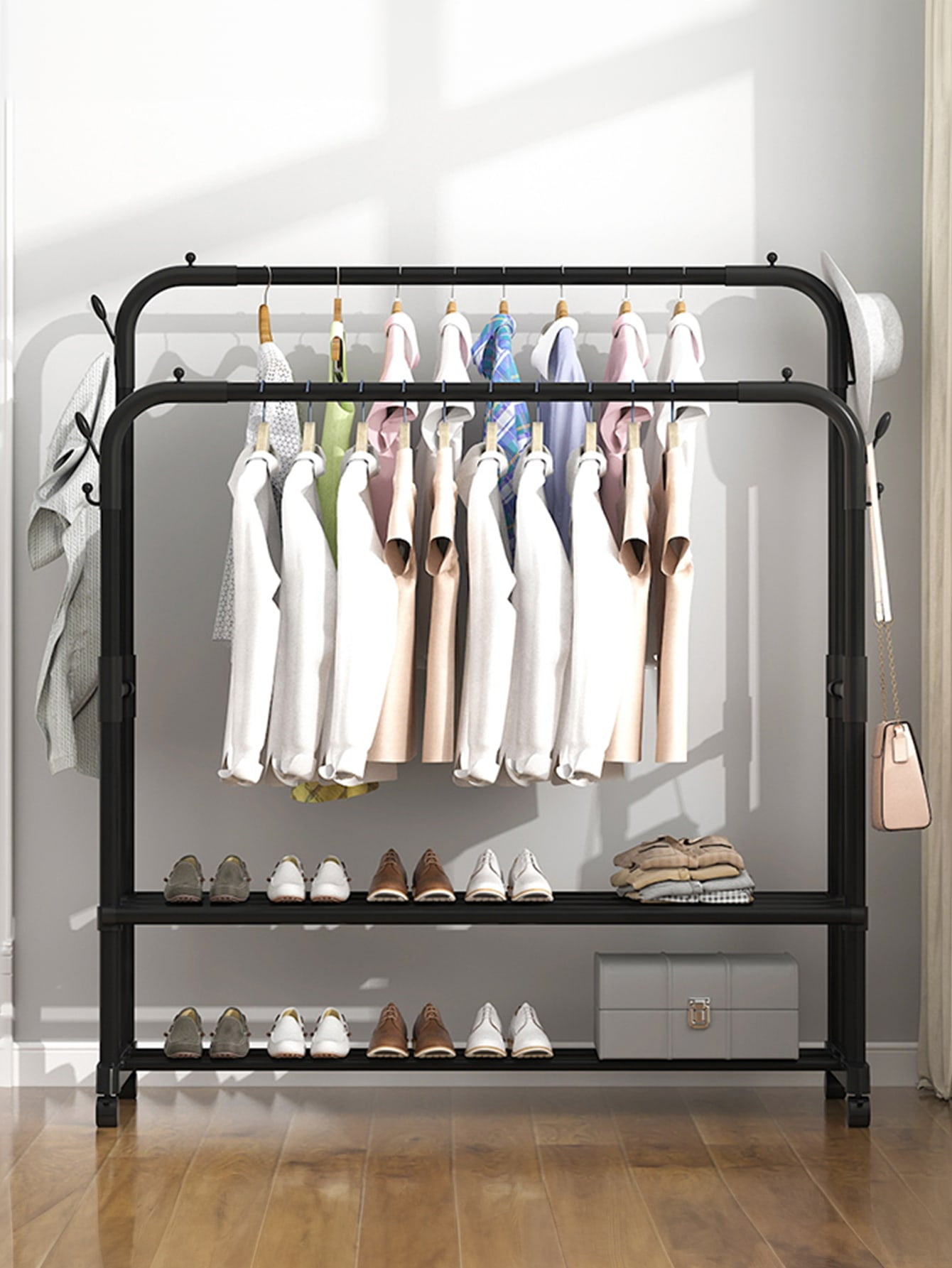 "Freestanding Drying Rack & Coat Hanger - Multi-Functional Clothes ...
