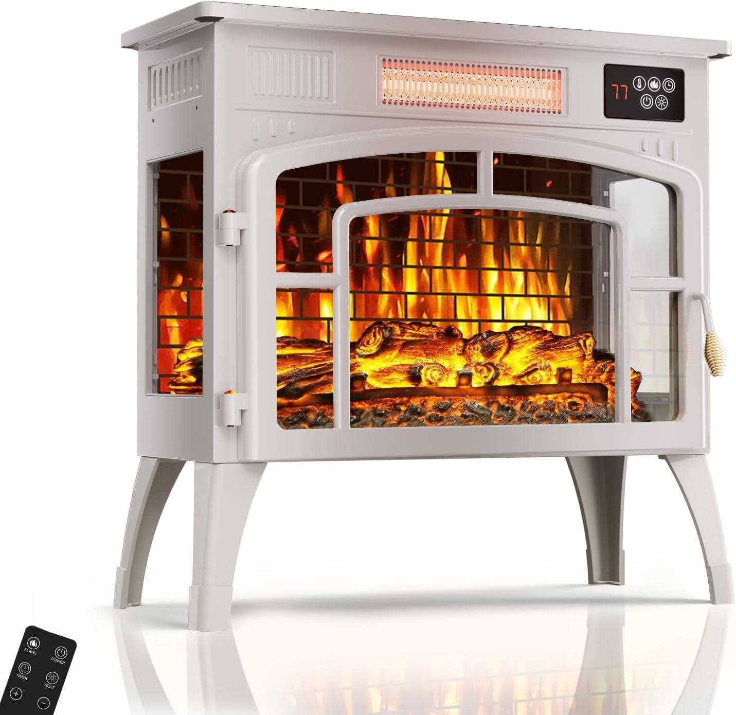Freestanding Electric Fireplace Stove with Remote Control, 1500W ...
