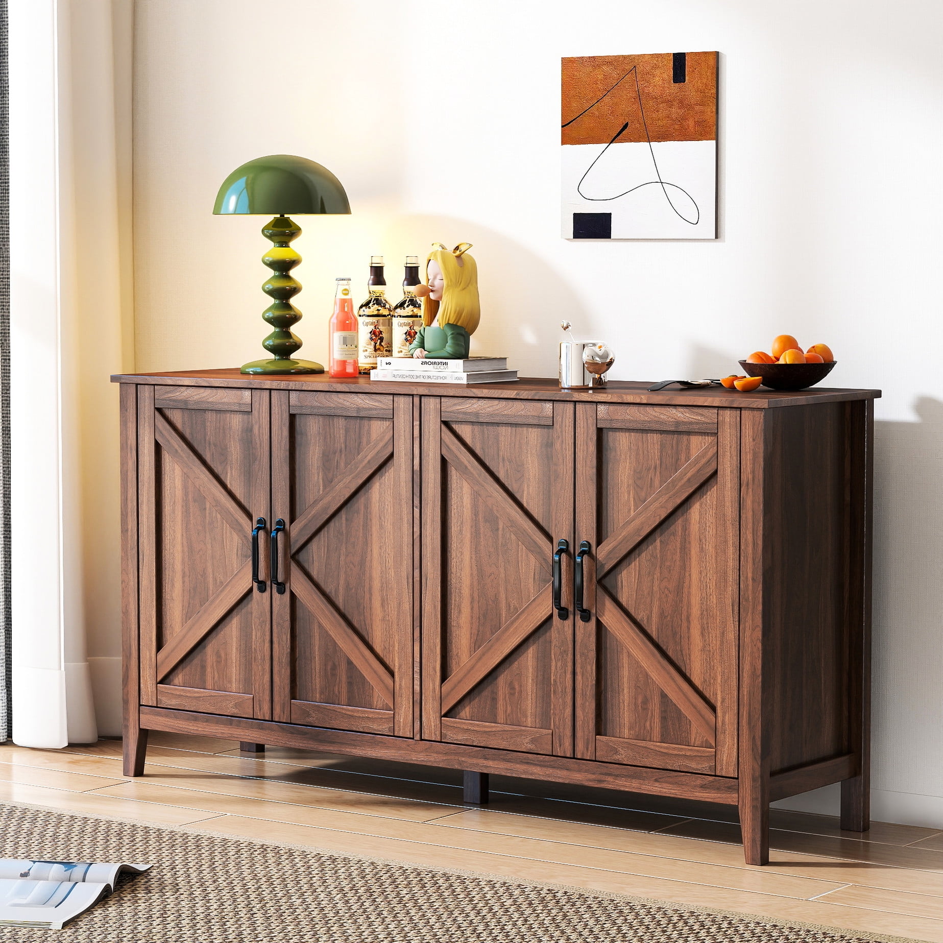 Freestanding Entry Cabinet | 4 Doors for Privacy Storage | MDF - Backed ...