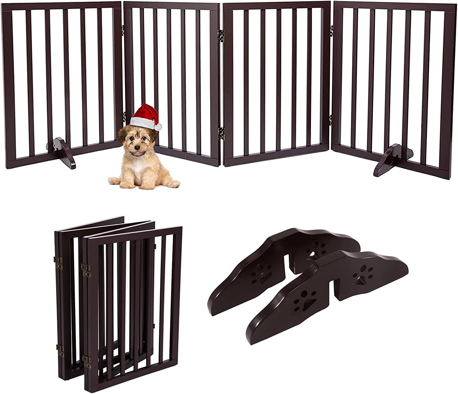 Freestanding Folding Dog Gates for House Pet Gate for Dogs Free ...