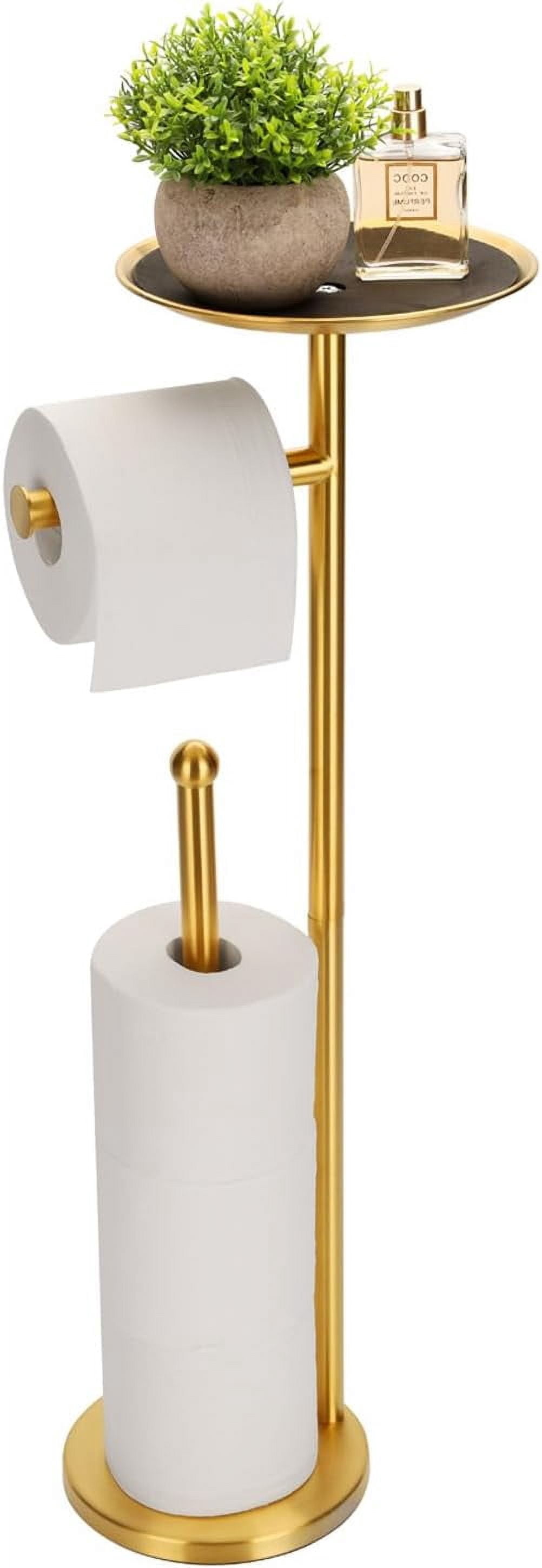 Freestanding Gold Toilet Paper Stand with Storage Tray - Walmart.com