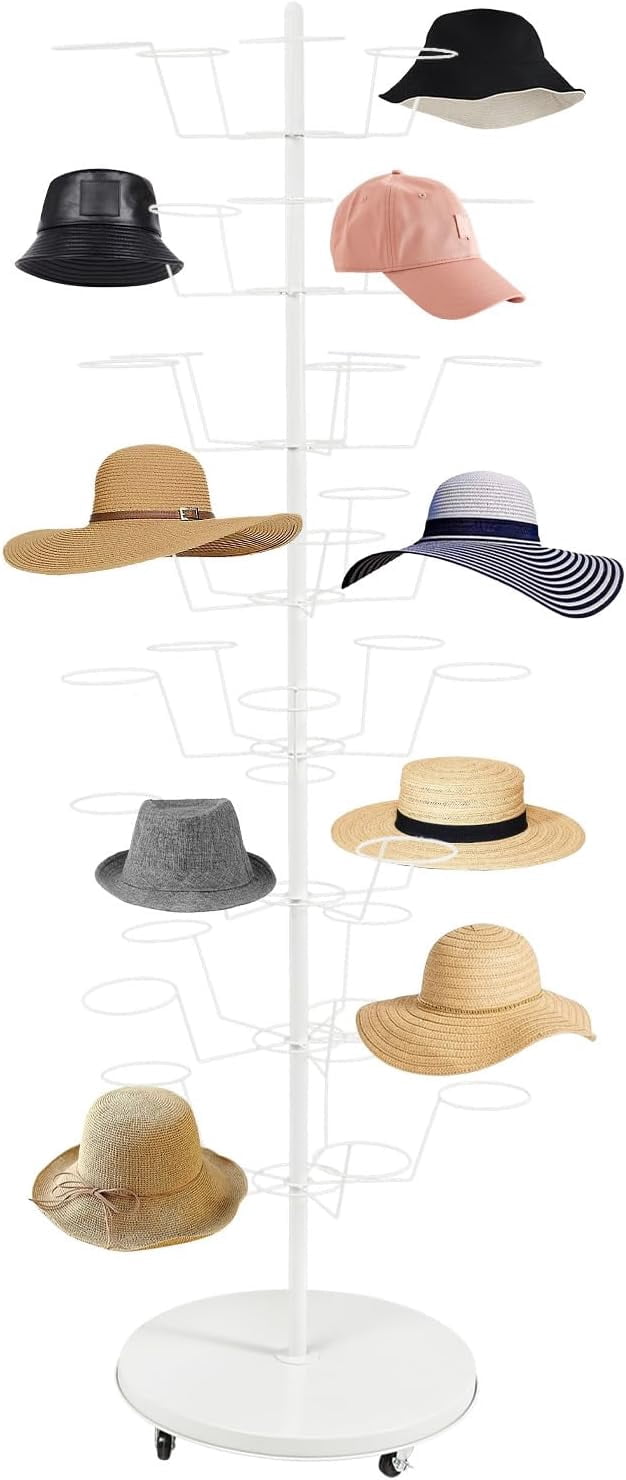 Freestanding Hat Rack Stand, 8-Tier Rotating Hats Display Rack with 40 ...