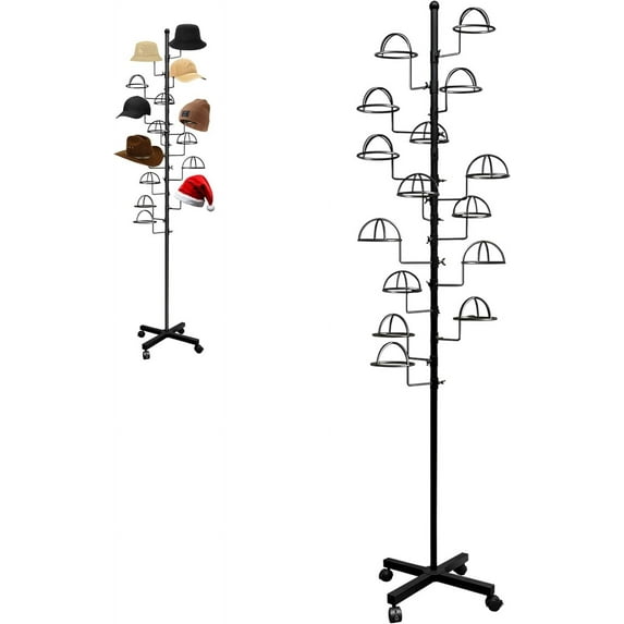 Freestanding Hat Rack Stand, Metal Hat Organizer Rack with 15 ...