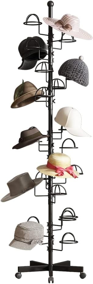Freestanding Hats Rack Stand Metal Hats Display Stand with 25 ...
