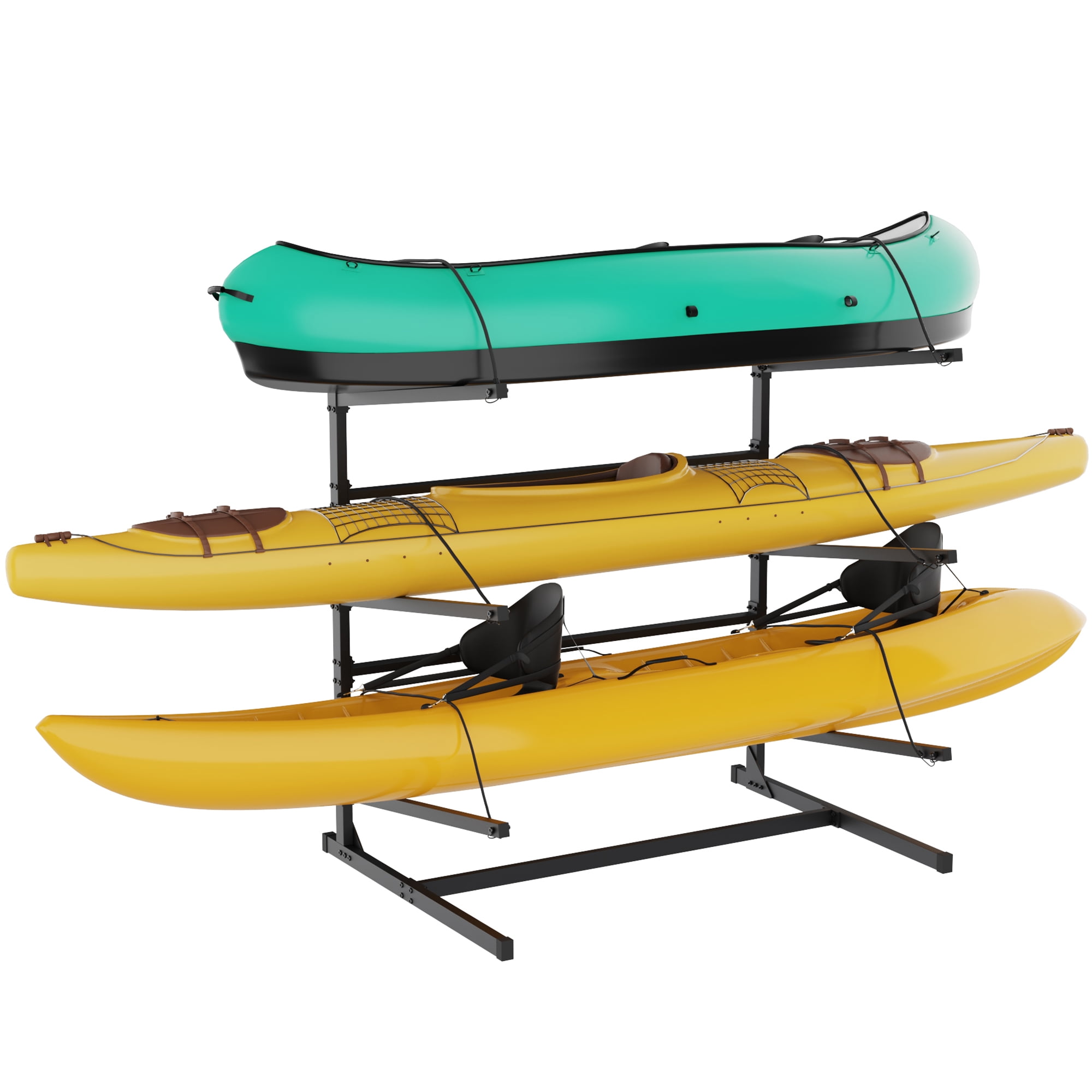 Freestanding Kayak Storage Rack for 3 Kayaks/Canoes - Heavy-Duty Steel ...