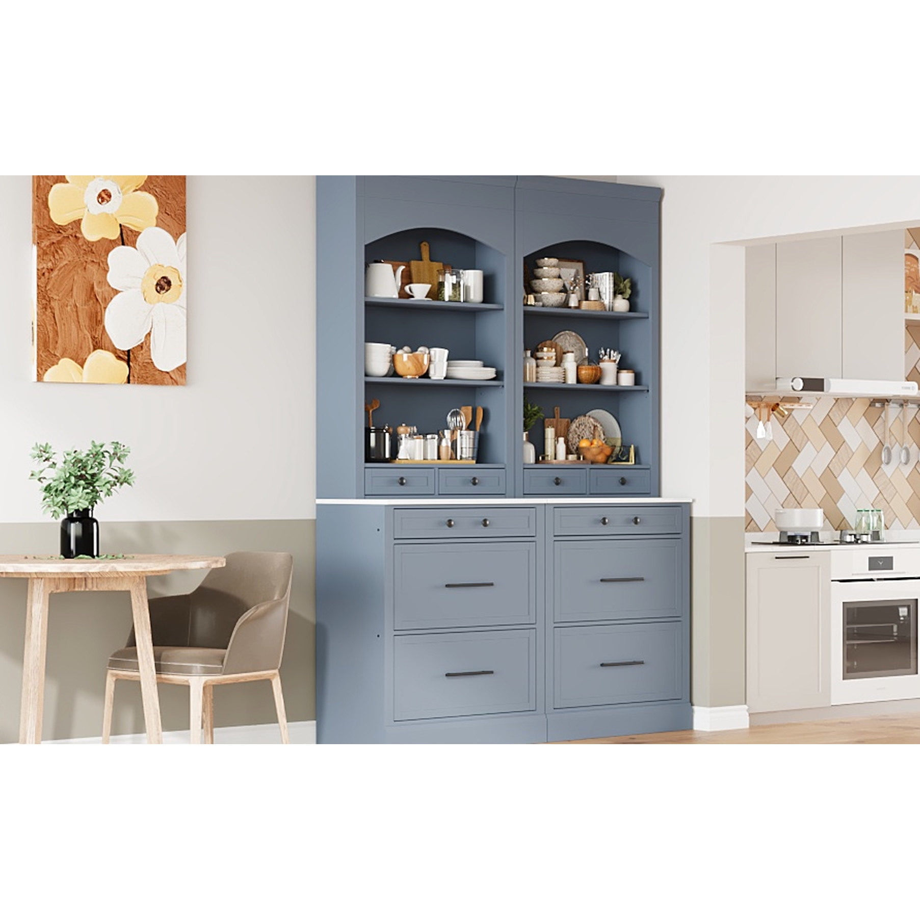 Freestanding Kitchen Hutch Set | Ideal for Kitchen, Dining, Living ...