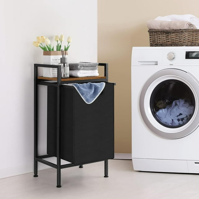 Freestanding Laundry Hamper w/Shelf Laundry Sorter Pull Out Bag Laundry ...
