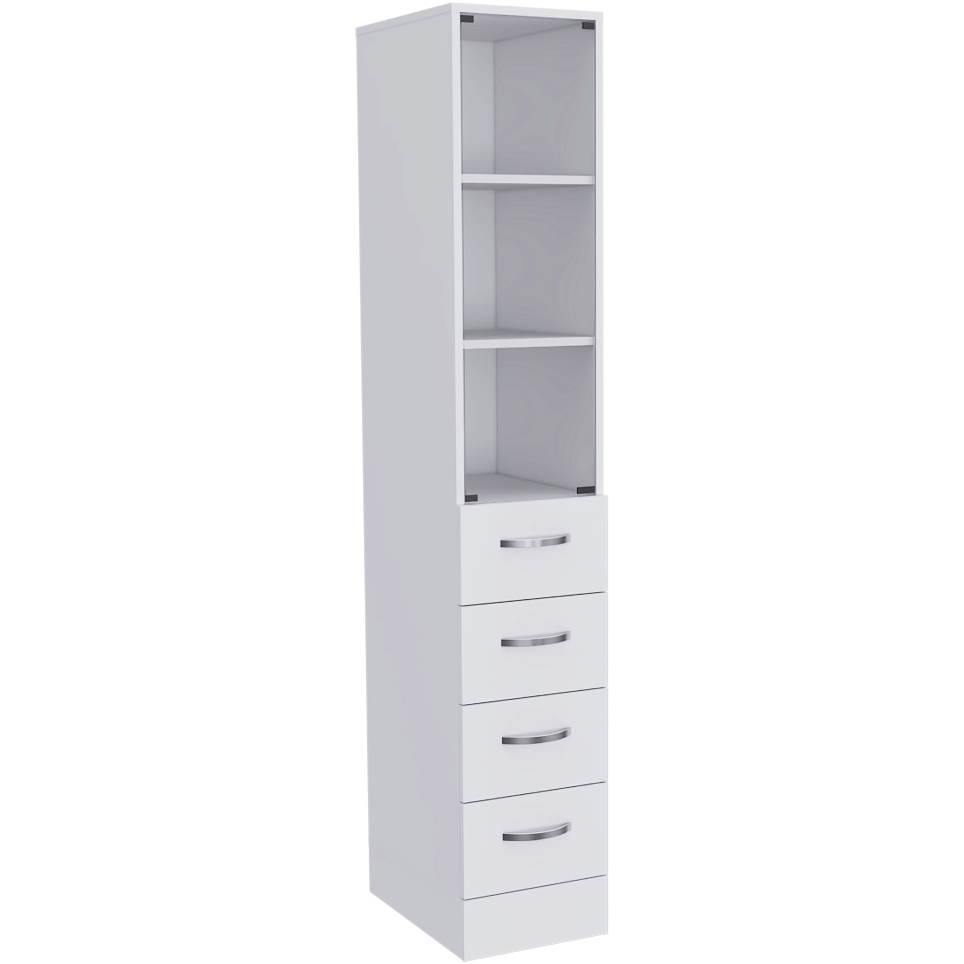 Freestanding Linen Cabinet For Bathroom, 4 Drawers, 3 Shelves, White ...