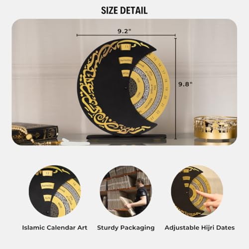 Freestanding Luxury Hijri Table Metal Calendar, Islamic Home Decor ...