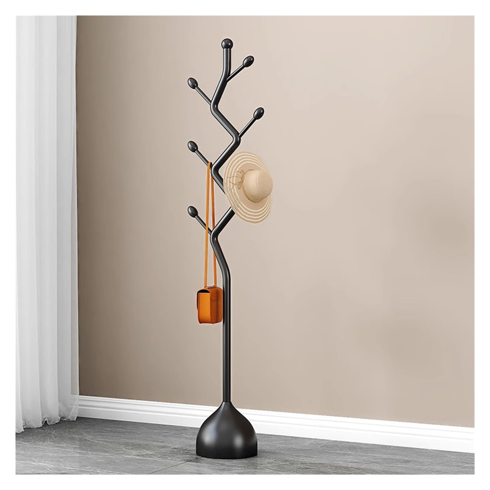 Freestanding Metal Coat Rack Stand,Modern Coat Tree with 6 Hooks,Coat ...