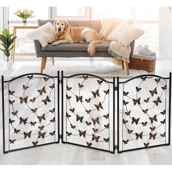 Large Freestanding Metal Folding Pet Gate, Indoor & Outdoor Dog & Cat ...