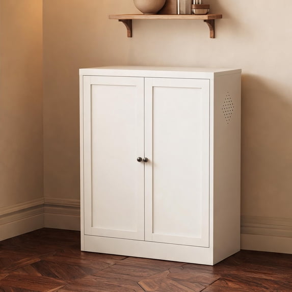 Freestanding Metal Pantry Cabinet for Kitchen Dining Room, Soft White ...