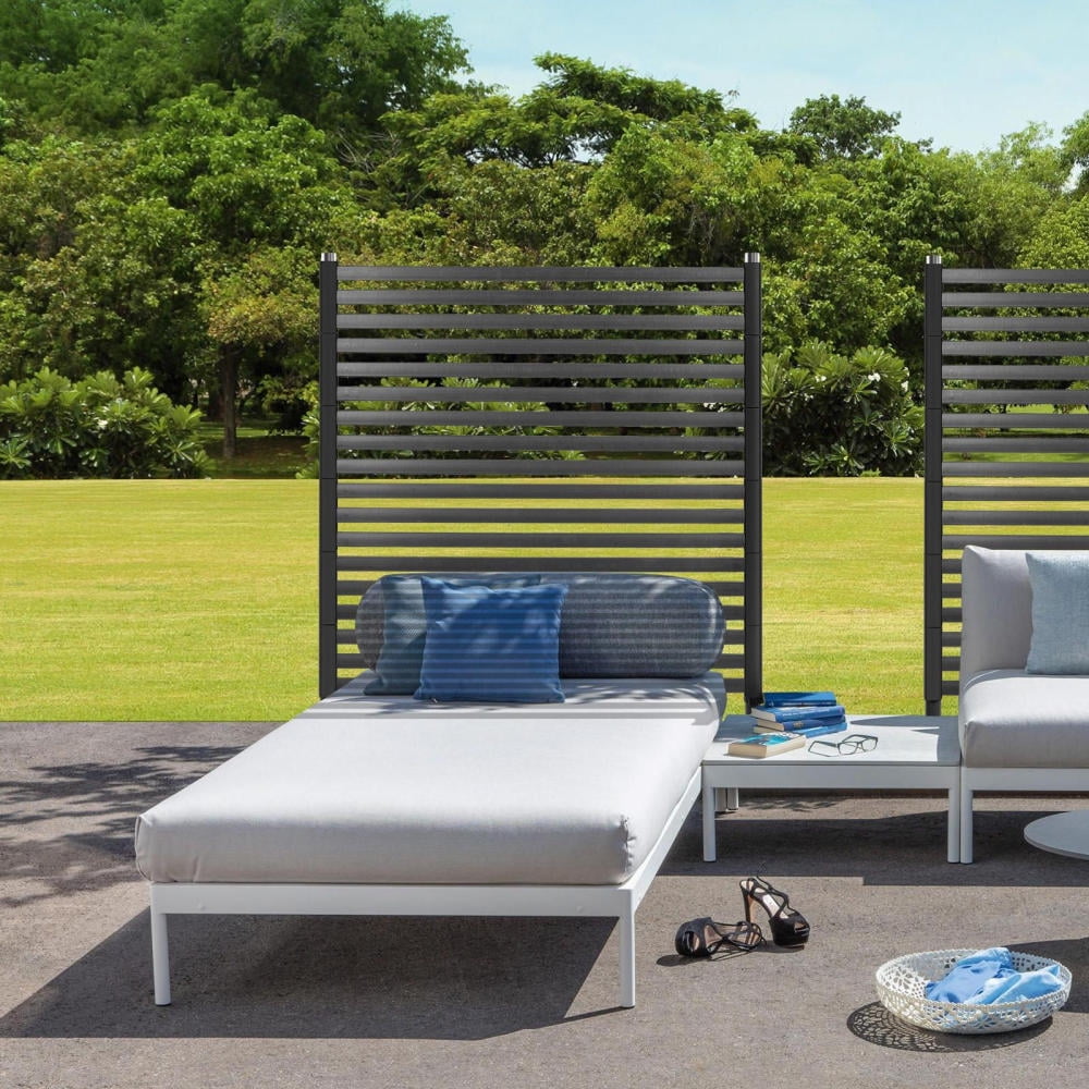 Freestanding Metal Privacy Fence Panel 2.8ftx4ft, Outdoor Slatted ...