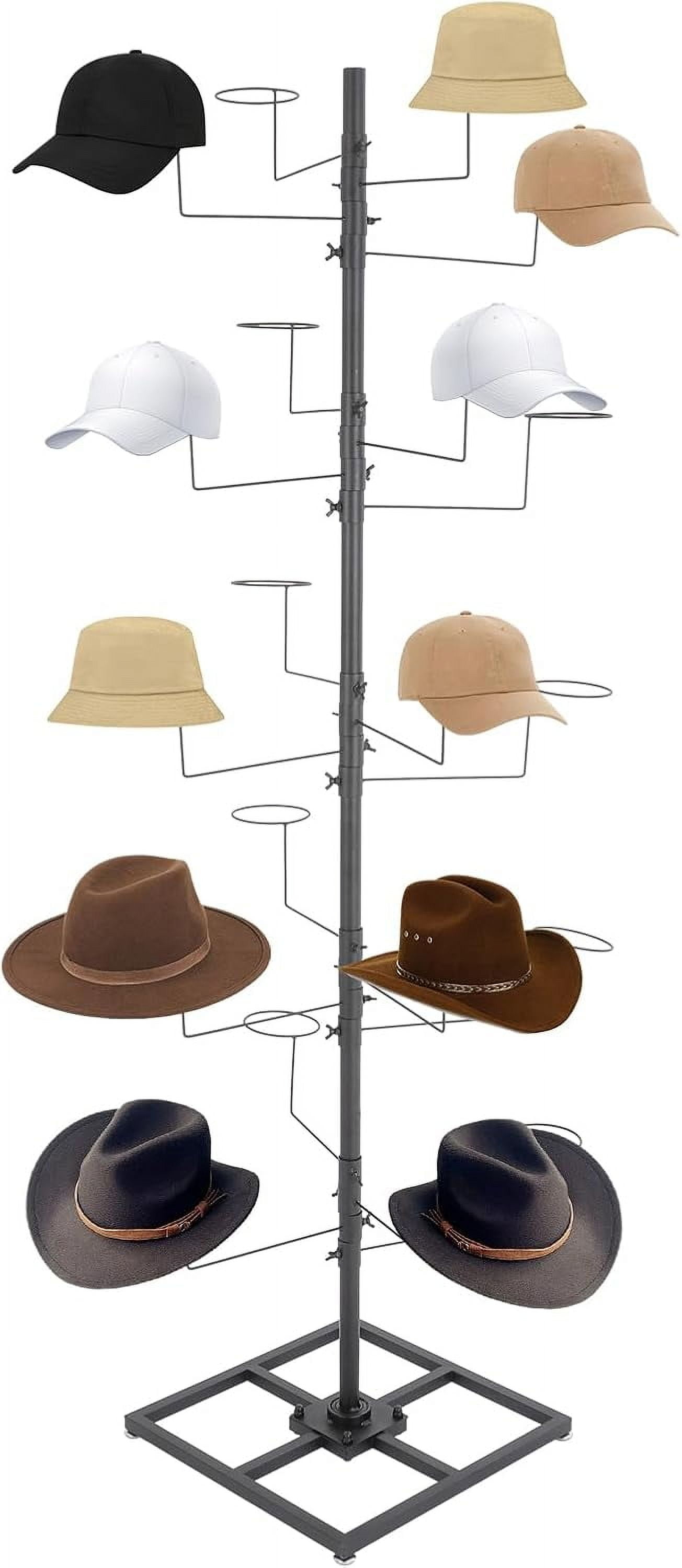 Freestanding Metal Rotating Hat Organizer Rack with Hat Holders ...