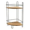 Freestanding Metal Wire Corner Shower Caddy - 2 Bamboo Shelves Brown ...