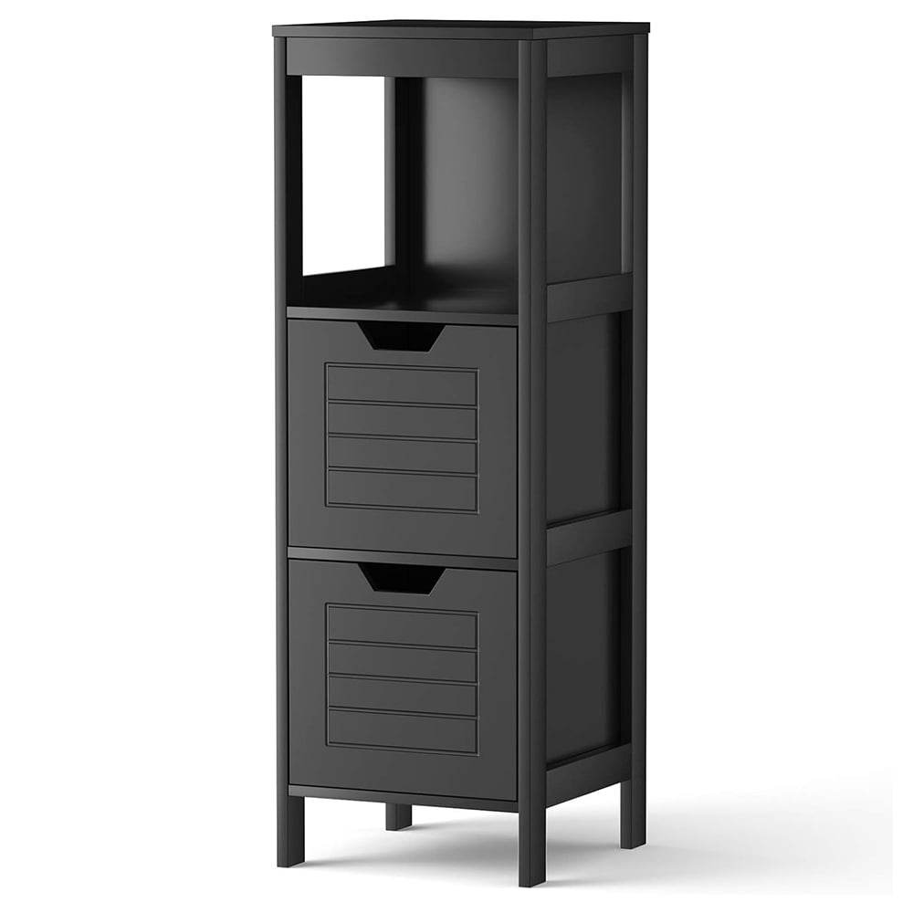 Freestanding Narrow Wood Bathroom Floor Cabinet, 3-Tier Storage Tower ...