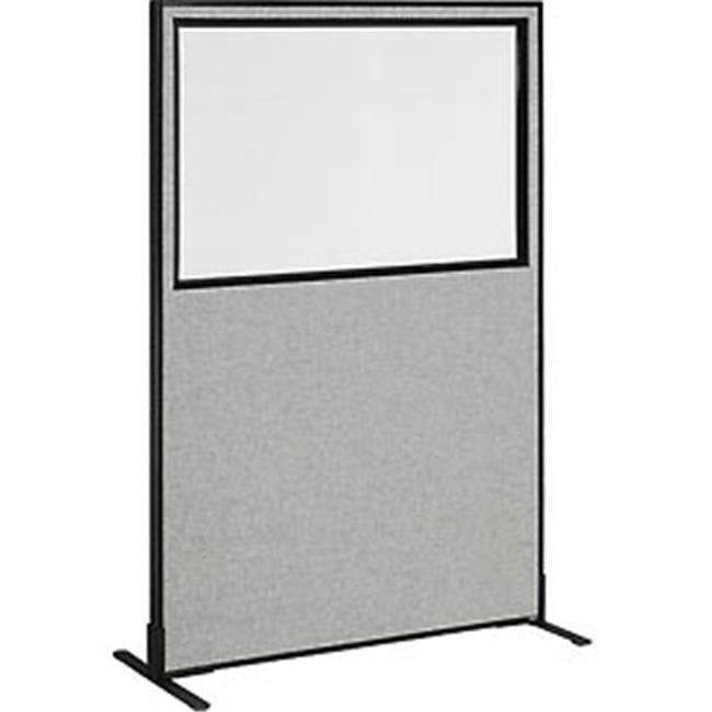 Freestanding Office Partition Panel with Partial Window - Gray - 48.25 ...