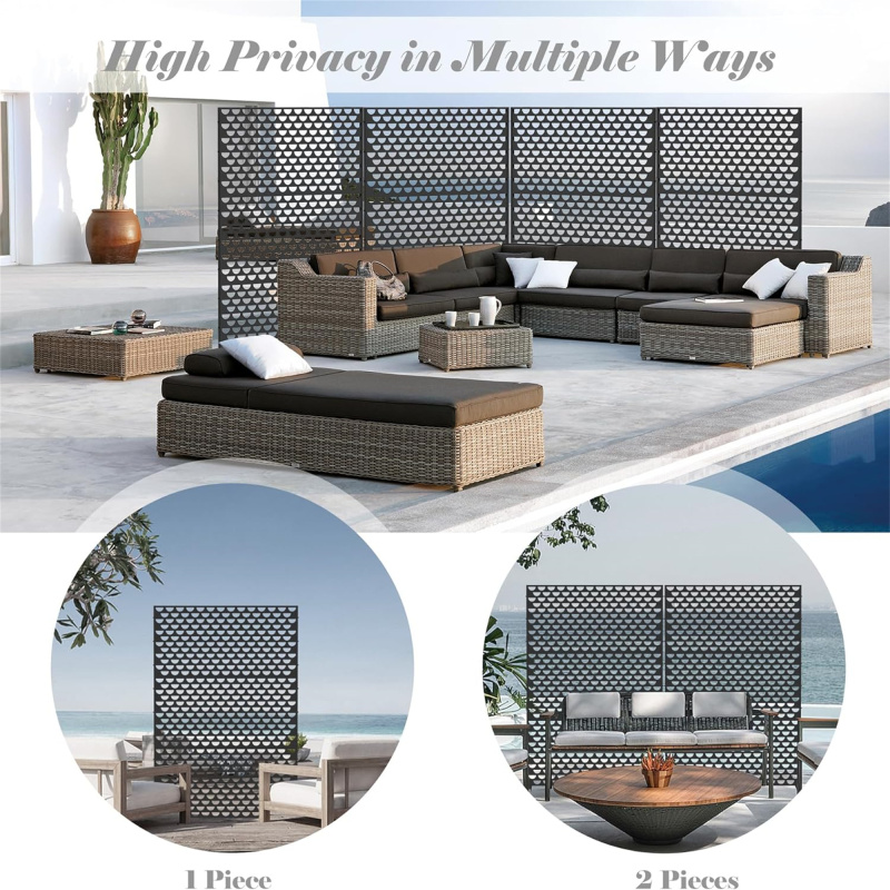 Freestanding Outdoor Indoor Privacy Screen, Metal Privacy Screens and ...