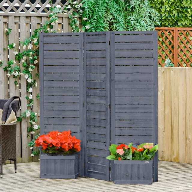 Outsunny Patio Garden Yard Deck Balcony Freestanding Privacy Screen ...