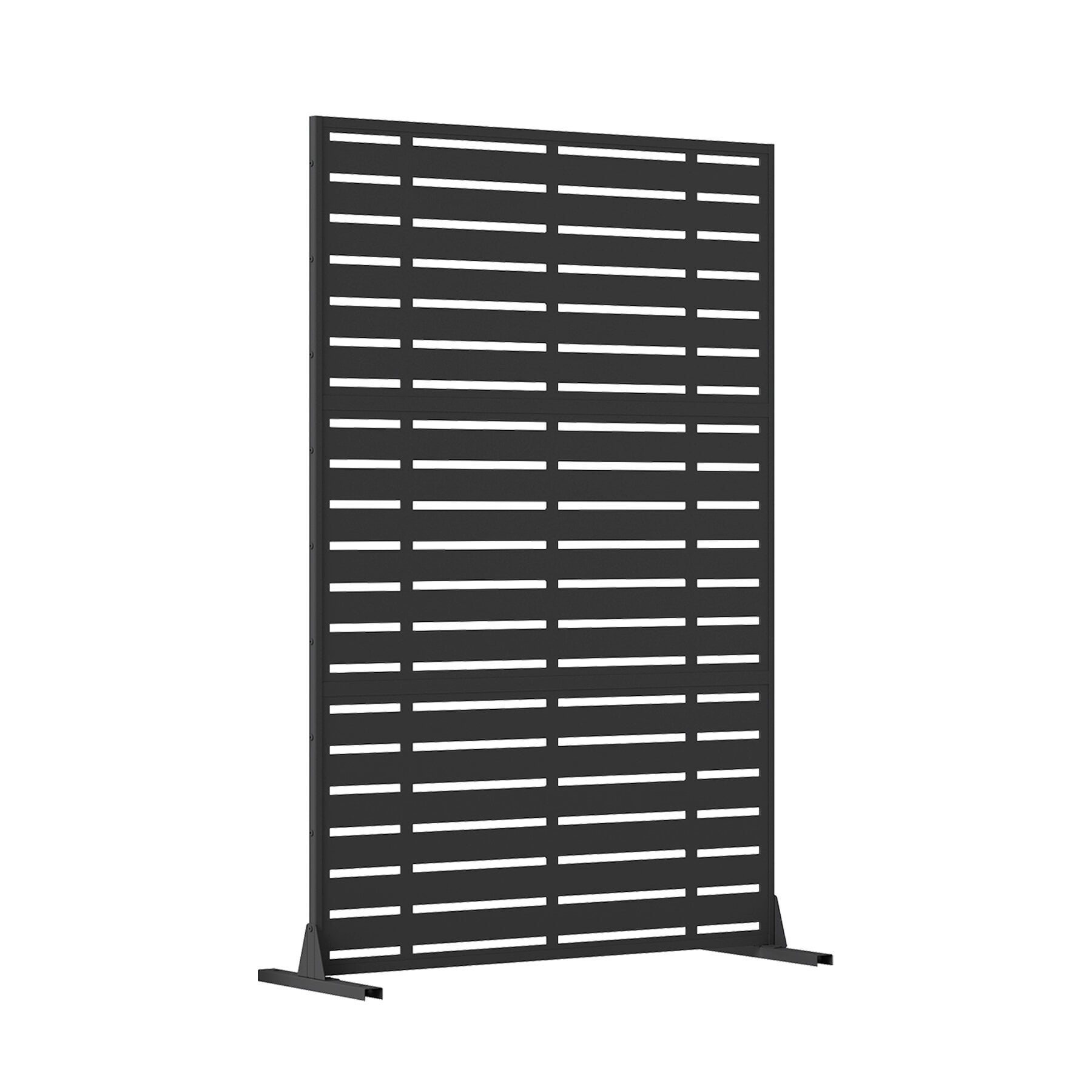 Freestanding Outdoor Privacy Screen - Black Resin & Steel Panel Divider ...